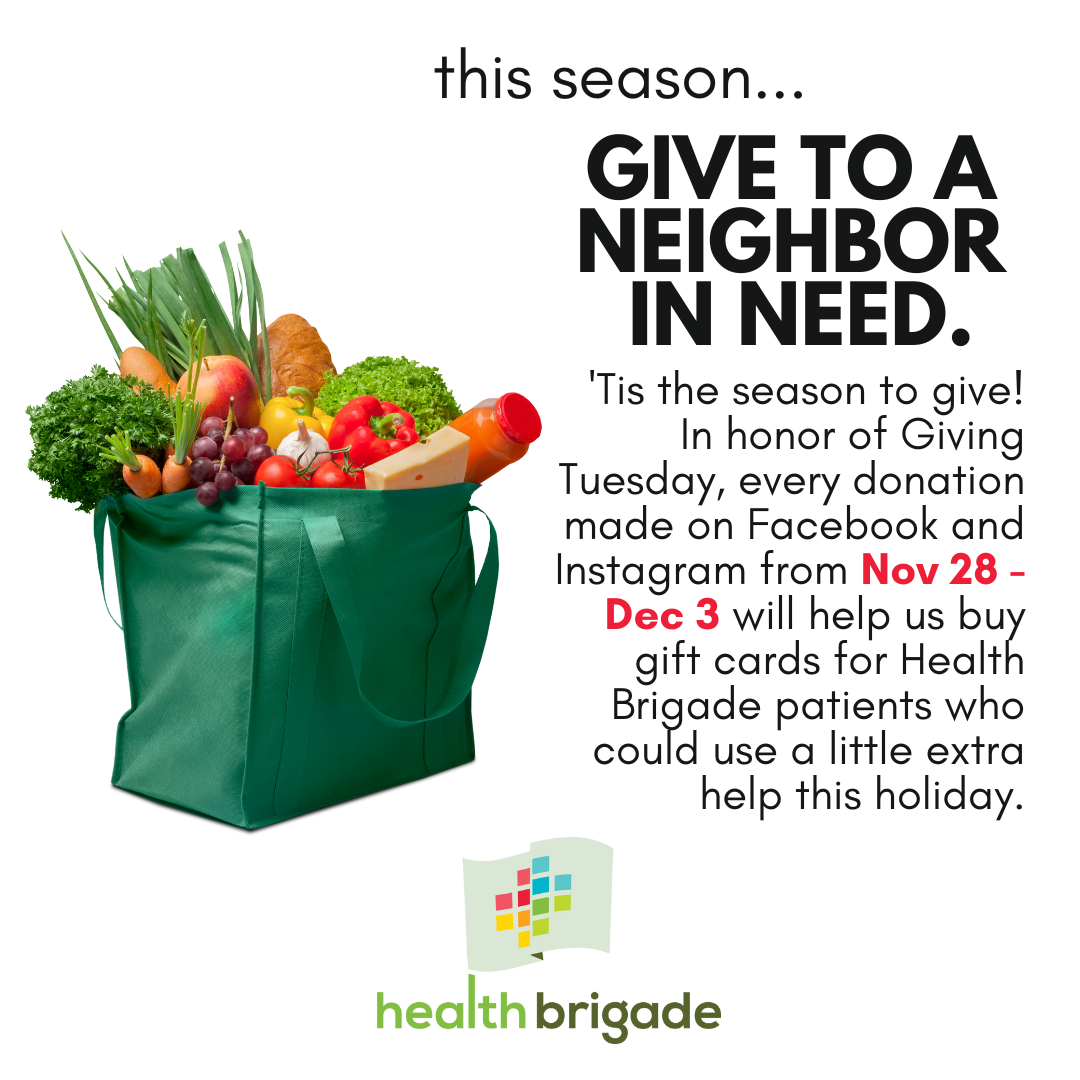 Giving Tuesday, Nov 28 - Health Brigade